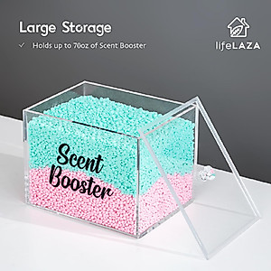 LifeLAZA Acrylic Scent Booster Container with Lid, Scent Beads Container For Laundry Beads, Laundry Dispenser Storage, Jar Box Organization Holder for Laundry Room Decor