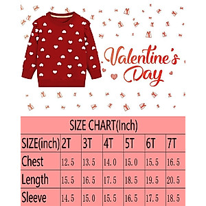 DDSOL Girls Red Sweatshirts Heart Casual Pullover Sweater Cotton Crewneck Ruffle Long Sleeve Holiday Clothes Kids Girl Fall Winter Shirts Tops White Heart 7T