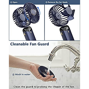 JANREAY Mini Handheld Fan, USB Desk Fan, Small Personal Portable Table Fan 5 Speed with USB Rechargeable Battery Operated Cooling Folding Electric Fan for Travel Office Room Household (Blue)…