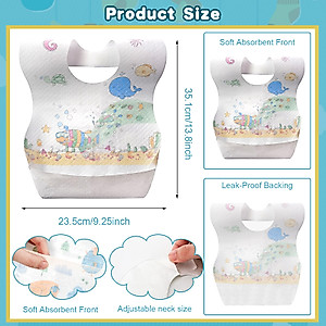Shinymoon 100 Pcs Disposable Baby Bibs Individual Wrapped Travel Bibs Waterproof Food Catcher for Toddlers Girls Boys Feeding (Classic Style)