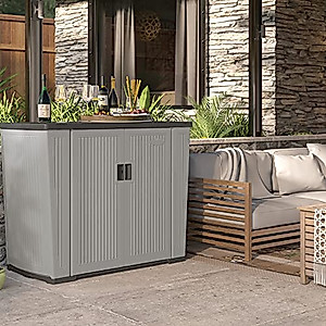 Suncast Backyard Oasis Outdoor Storage Unit, 130 Gallons, Peppercorn