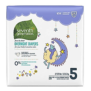 Seventh Generation Overnight Diapers, Size 5, 20 Count