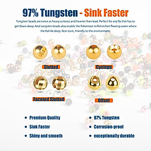 MUUNN 100Pcs Offset Tungsten Beads for Fly Tying, 5 Colors/4 Sizes, Hook Sizes #16~#18 Tungsten Jigoff Beads（Sliver,2.3mm