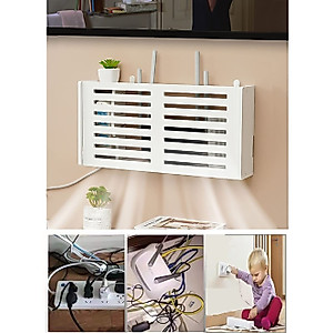 Noviko WiFi Router Modem Cable Power Plug Wire Storage Boxes Wall Mount Floating Shelf Multi-Function Storage Rack