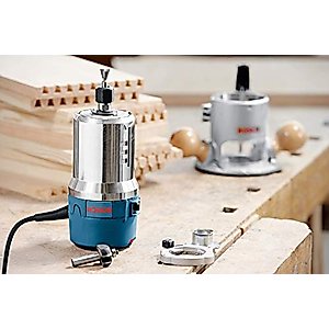 BOSCH 1617EVSPK Wood 12 Amp Router Tool Combo Kit - 2.25 Horsepower Plunge Router & Fixed Base with a Variable Speed Motor