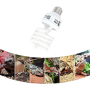 WACOOL Spiral Compact UVA UVB Reptile Light, 26W Energy Saving Lamps UVA UVB Bulb 10.0 and UV Test Card Kit for Reptile/Snake/Lizard/Insect/Turtle/Tortoise/Gecko etc. (26W)
