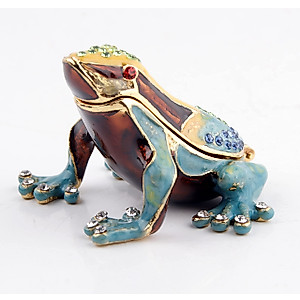 SEVENBEES Poison Dart Frogs Figurine Trinket Boxes Hinged Rainforest Animals Frog Jewelry Box Gift