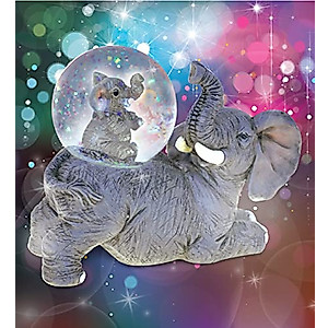 COTA Global Elephant Snow Globe - Wildlife Animal Water Globe Figurine with Sparkling Glitter, Zoo Collectible Novelty Ornament for Home Decor, for Birthdays, Christmas, Valentine - 45mm