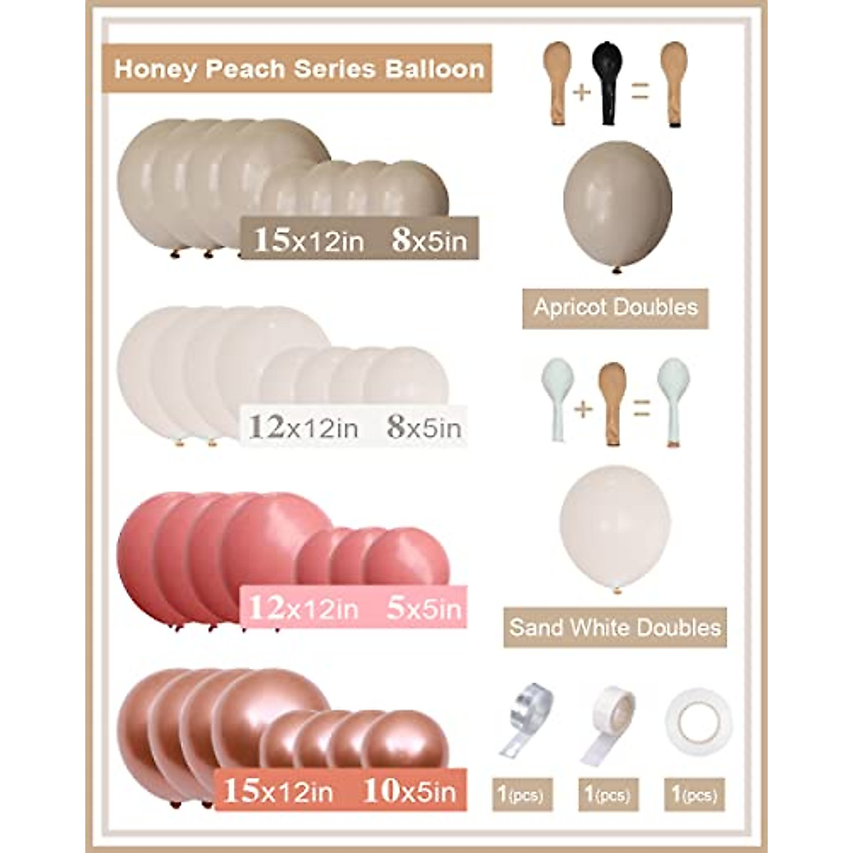 Boho Baby Shower Decorations, SKEFOLI 88PCS Pink Balloon Arch Kit with Beige Brown Double Stuffed Balloons Rose Gold Balloons Boho Balloon Garland for Birthday Party Bridal Shower Valentine Wedding