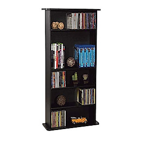 Atlantic Drawbridge Media Storage Cabinet - Organize optical media, up to 240 CD, or 108 DVD, or 132 BD/Video Games, Adjustable Shelves, PN 37935726 in Black