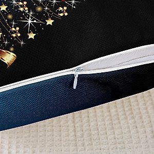 Homewish Abstract Christmas Tree Throw Pillow Cover Modern Simple Gradient Blue Cushion Cover for Kids Teens Adults Glitter Stars Golden Xmas Deocr Cushion Case for Office Sofa 16x16 Inch