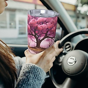 AYCZN Cherry Tree 20 OZ Tumbler Stainless Steel Travel Coffee Mug, Cherry Blossom Insulated Water Bottle with Lid and 2 StrawsLeakproof Thermal Cup