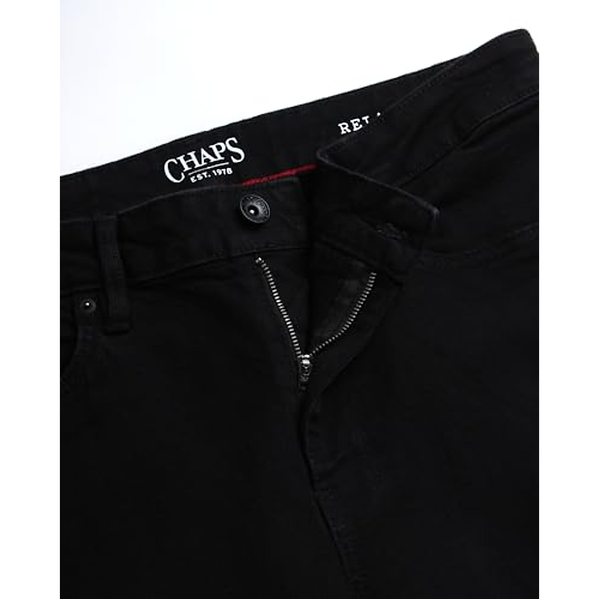 Chaps Men's Relaxed Fit Jeans - Straight Leg Stretch Comfort Denim Jeans for Men, Size 38W x 30L, Black Rinse
