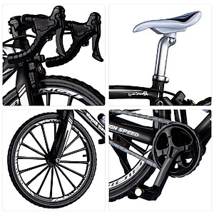 1:10 Scale Die-Cast Alloy Mini Mountain Bike Bicycle Model Toy Desktop Decoration Crafts for Cycling Lovers Bike Racers Athletes Children Boys and Girls (Black)