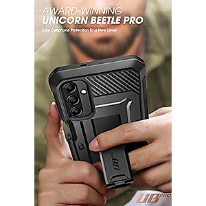 SUPCASE Unicorn Beetle Pro Case for Samsung Galaxy A14 5G (2023), Full-Body Rugged Belt-Clip & Kickstand Case with Built-in Screen Protector (Black)