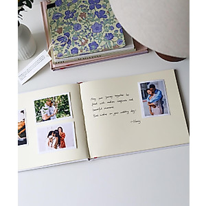 FOUNCY Wedding Guest Book - Elegant Hardcover Guest Book to Sign in & Photos,100 Blank Pages for Wedding Reception, Bridal, Baby Showers and Birthdays - Pink, 9"x7", Ivory Paper