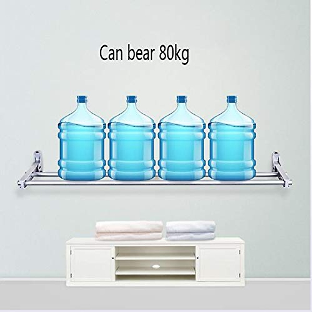 LXLTL Clothes Airer, Folding Clothes Pole Outdoor Push and Pull Drying Racks Punch Bathroom Clothes Drying Racks,3 Tracks,100cm