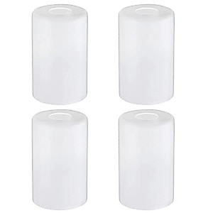 White Frosted Glass Shade Replacements 4 Packs, Elegant Glass Lamp Shade Covers Cylinder Glass Globe with 1-5/8-inch Fitter Glass Light Fixture Shade for Pendant Light Chandelier Wall Sconces