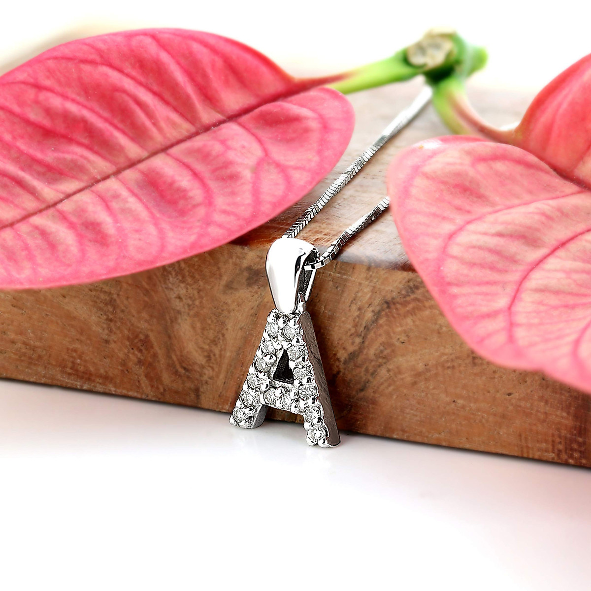 Diamond Wish 14k White Gold Letter A Diamond A to Z Initial Pendant Necklace (1/10cttw) with 18-inch chain