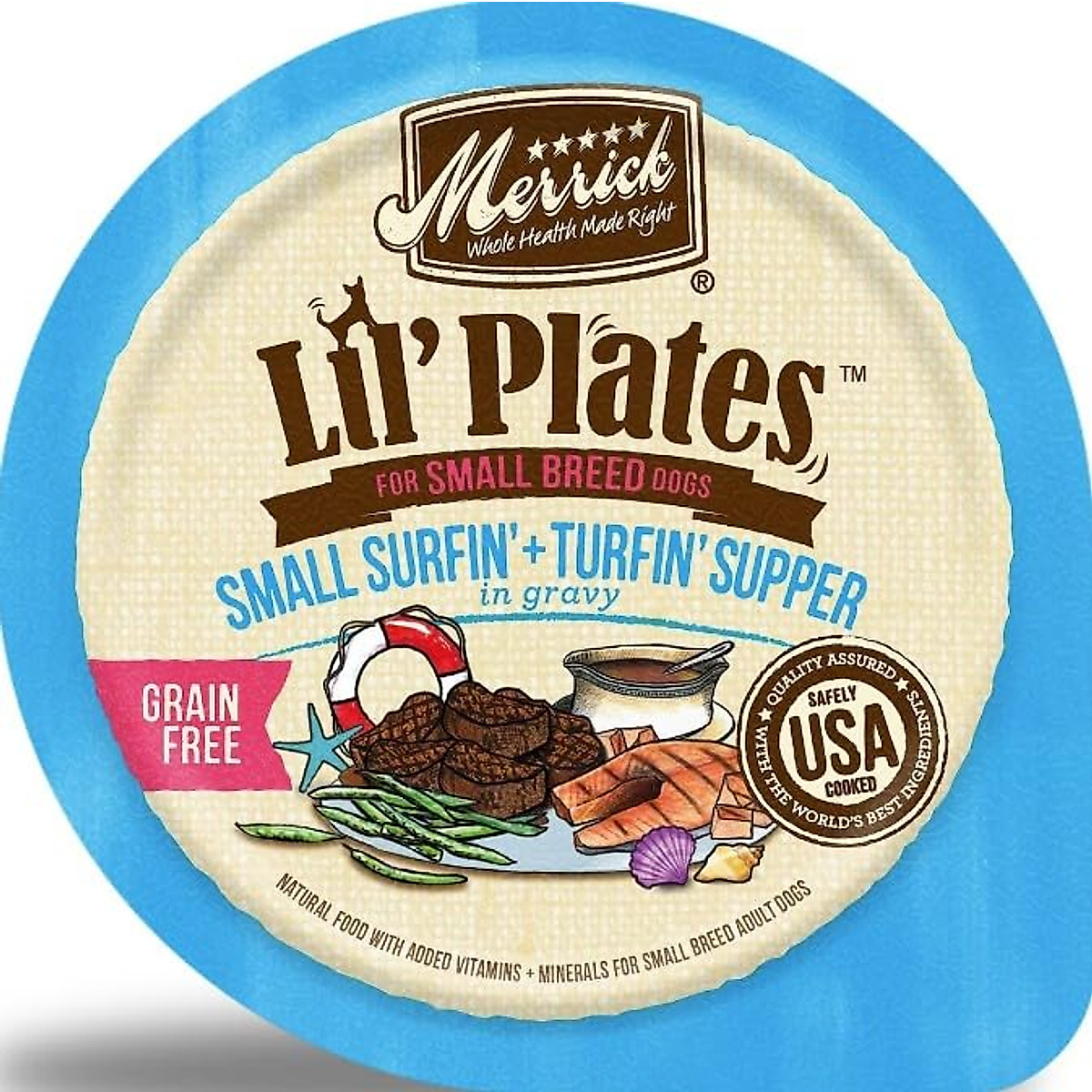 Lil' Plates Grain-Free Small Breed Wet Dog Food 8 Pack, 3.5 Oz Each, Includes: Texas Steak, Lamb Chop, Pot Pie, Surfin Turfin - Plus Fun Paw Notepad and Sticker (10 Items Total)