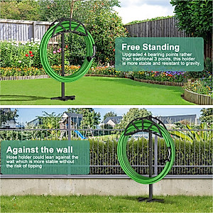 Keten Garden Hose Holder, 4 Spikes Freestanding Outdoor Hose Stand, Heavy Duty Water Hose Holder Rack and Storage Organizer for Lawn/Yard/Garden