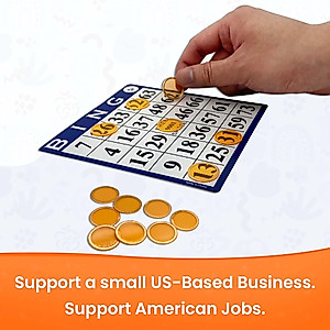 MR CHIPS Magnetic Bingo Chips with Metal Ring 3/4 Inch 300 Upgraded Pieces Orange Transparent - Available in 7 Colors A Reusable Storage Bag