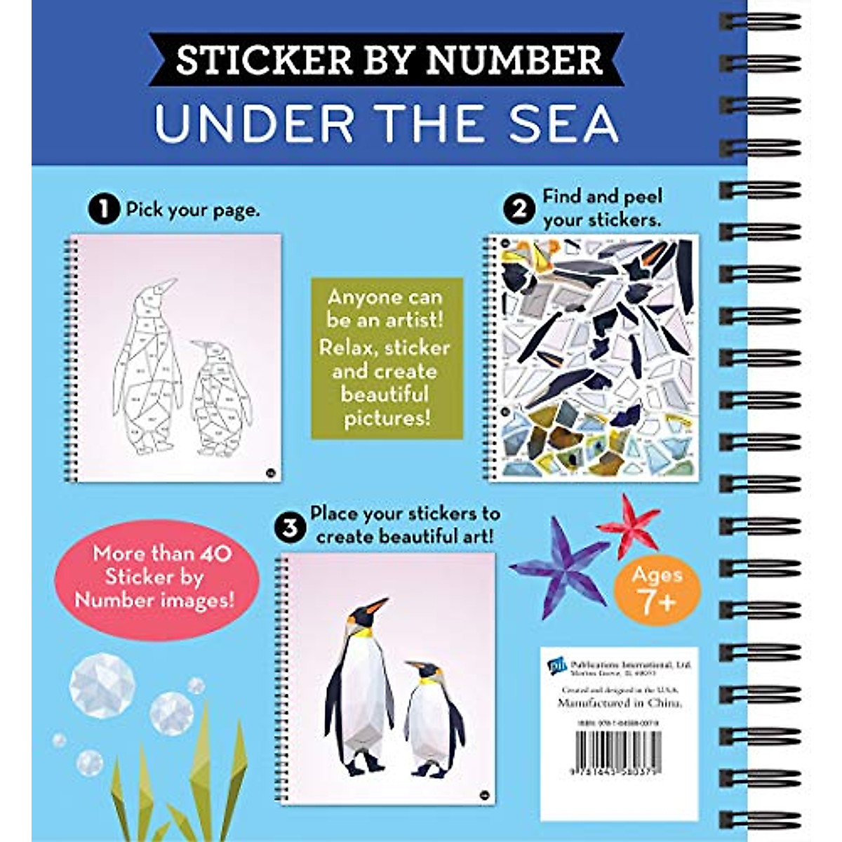 Brain Games - Sticker by Number: Under the Sea - 2 Books in 1 (42 Images to Sticker)