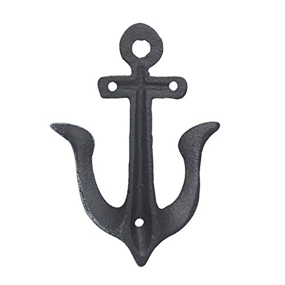 Stonebriar Antique Pewter Silver Cast Iron Anchor Double Wall Hook, Rustic Nautical Design, 5.5"