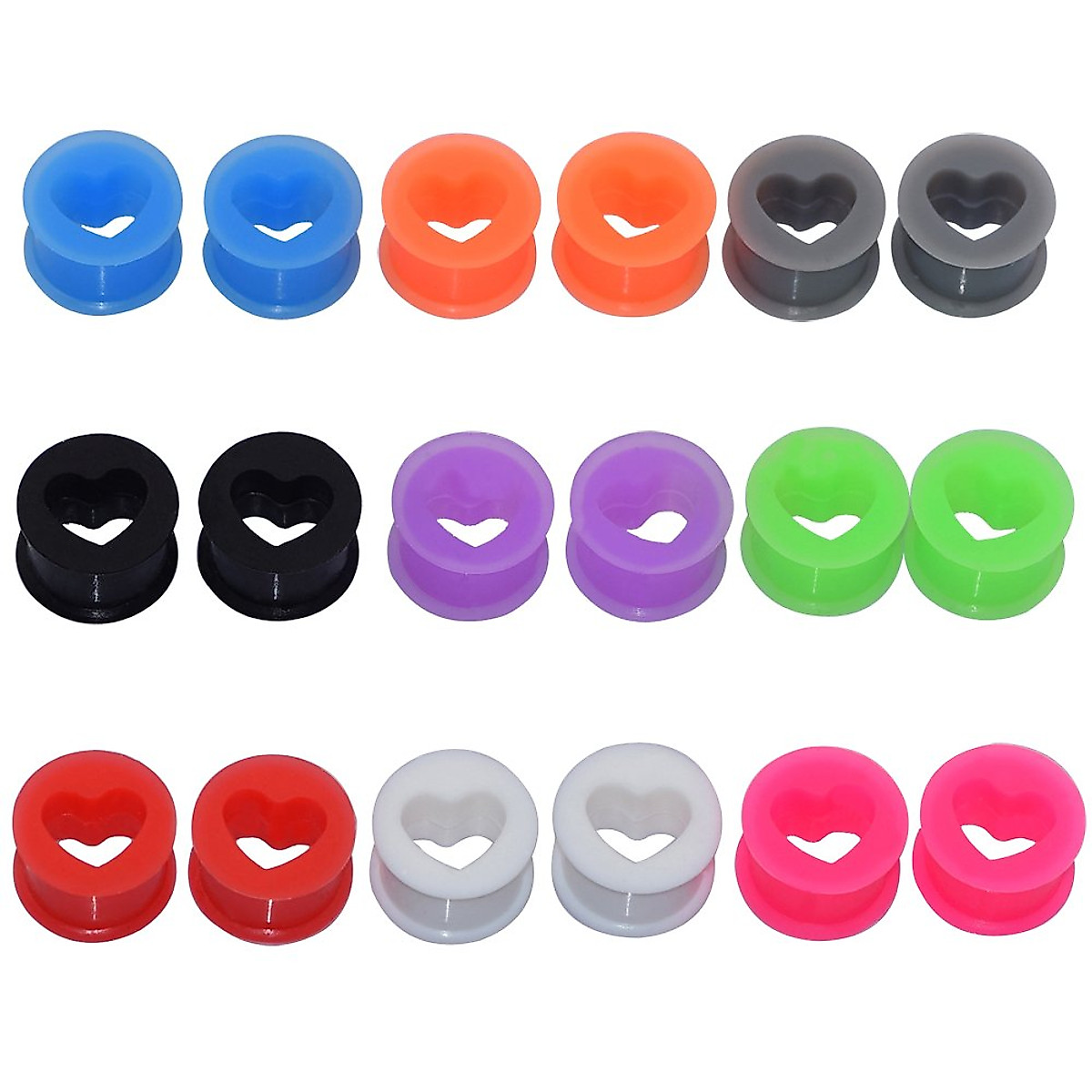 Oyaface 18 PC Tunnel Soft Silicone Flesh Plug Heart Tunnel Flexible Ear Stretching Gauge Expander 6mm