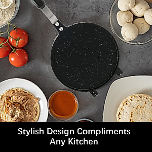 Tortilla Press Pan 6.5Inch, Non-Stick Eggs Roll Maker Pancake Griddle with Bakelite Handle, Heavy-Duty Aluminum Dough Press Pan Cast-Iron Flour Tortilla Press Stove Top Pan for Kitchen