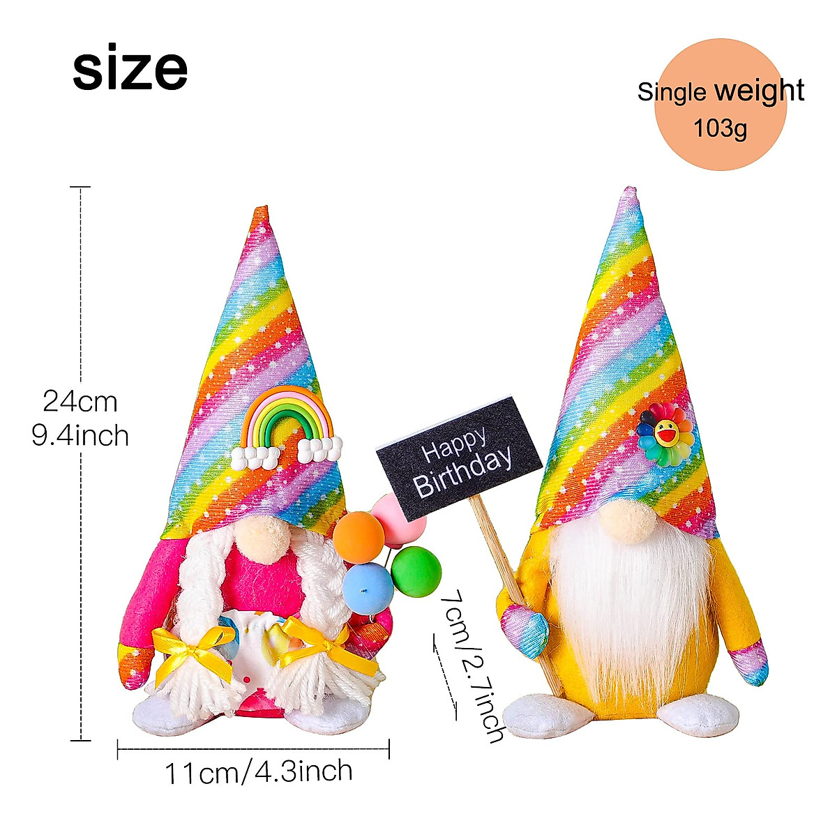 2pcs Birthday Gnomes Swedish Tomte Gnome Decor Birthday Gifts Handmade Scandinavian Garden Gnomes Valentines Day Tiered Tray Decorations