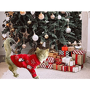 ShuRung Christmas Dog Sweater Costume Xmas Cat Knitwear Clothes with Christmas Tree Snowflakes Pattern Red Dog Winter Sweater for Kittens Small Dogs Cats (Medium)