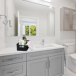 LIQIU 4-Pack Plastic Storage Basket Bins,Plastic Storage Baskets for Organizing,Weave Basket Organizer for Kitchens,Classrooms,Bathroom(12.2" × 10" × 4.5",Black).