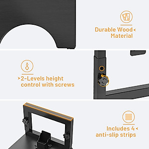 Wood Toilet Stool Foldable, 6" and 7" Adjustable Height Squat Stool Potty for Adults Kids, Sturdy Poop Step Stool for Bathroom, Improve Squatting Posture and Comfort, Non-Slip, Black