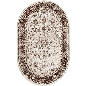 Rugs.com Nepal Collection Rug – 3' x 5' Oval Cream Medium Rug Perfect for Living Rooms, Large Dining Rooms, Open Floorplans