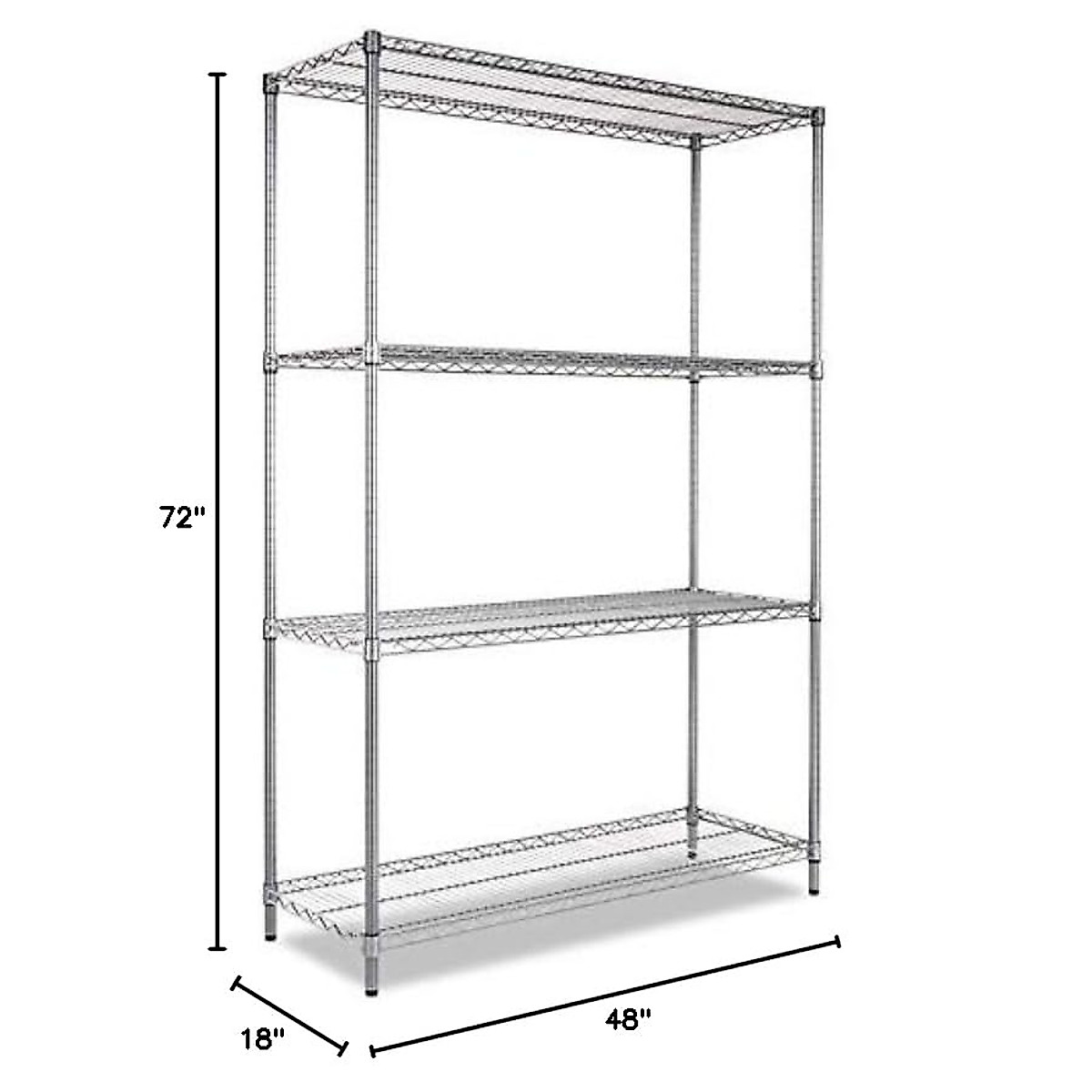 Alera Complete Wire Shelving Unit w/Caster, 48" x 18" x 72", Black Anthracite
