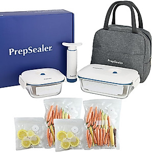 PrepSealer Everyday keep fresh, Meal prep, Borosilicate glass vacuum container starter kit - 8PC