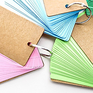 Blank Flash Cards Index Cards Note Cards with Binder Ring, Assorted Colors, 3.5 x 2.2 Inches,10 Packs, 50 Sheets/Pack