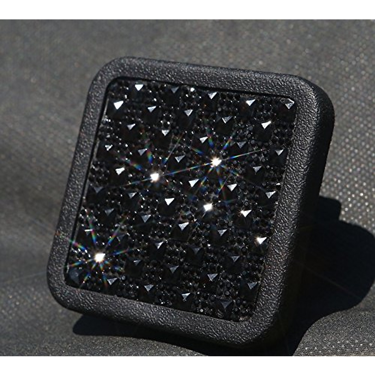 Diamond Crystal Bling Rhinestone Trailer Hitch Cover tube Insert Fits 2" Receivers (Fits 2" Receivers, Black)