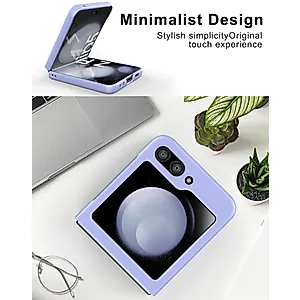 Foluu Slim Fit Case for Samsung Galaxy Z Flip 5 Case, Ultra Thin Matte PC with Non-Slip Grip Full Protection Protective Cover for Samsung Galaxy Z Flip5 5G 2023 (Purple)