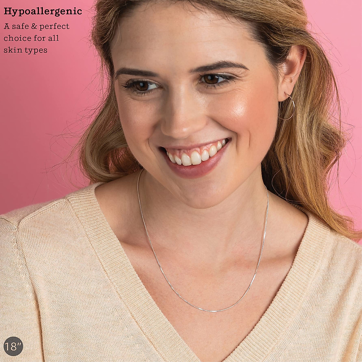 KEZEF 925 Sterling Silver Necklace for Women | Thin 0.7mm 18k Gold plated, Rose Gold chain for women, Silver chain necklace jewelry | cadena de plata 925 para hombre mujer