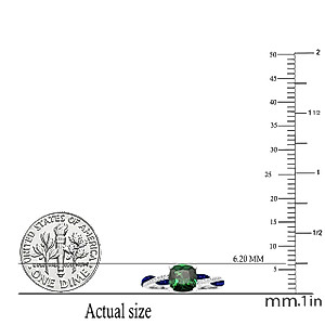 Dazzlingrock Collection 6 MM Cushion Lab Created Emerald with Round Blue Sapphire & Diamond Women Engagement Ring | 14K White Gold, Size 7.5