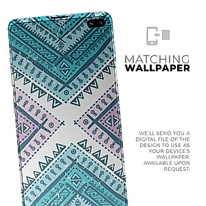 DesignSkinz Ethnic Aztec Blue and Pink Point Protective Vinyl Decal Wrap Skin Cover Compatible with The Samsung Galaxy S20 (Screen Trim & Back Glass Skin)
