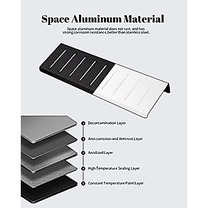 Amythe Floating Wall Shelf, Floating Shelves Wall Mounted for Bathroom/Kitchen/Laundry Room/Over-The-Toilet Storage, No Drilling Rustproof Space Aluminum Bathroom Shelf, Black, 11.8 inches