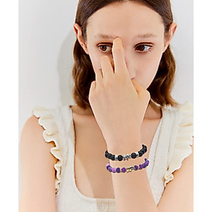 SAMOCO 10PCS 8MM Chakra Bead Bracelet Elephant Gifts for Women Men Handmade Gemstone Bracelets Stretch Bracelet Crystal Lava Rock Reiki Yoga Balancing Bracelets