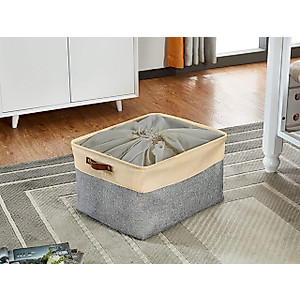 DECOMOMO Storage Baskets | Large Storage Bins Fabric Baskets for Organizing Laundry Nursery Toys Cloth Linen Closet Organizers with Handles (Grey and Beige, XXXXL - 3 Pack)