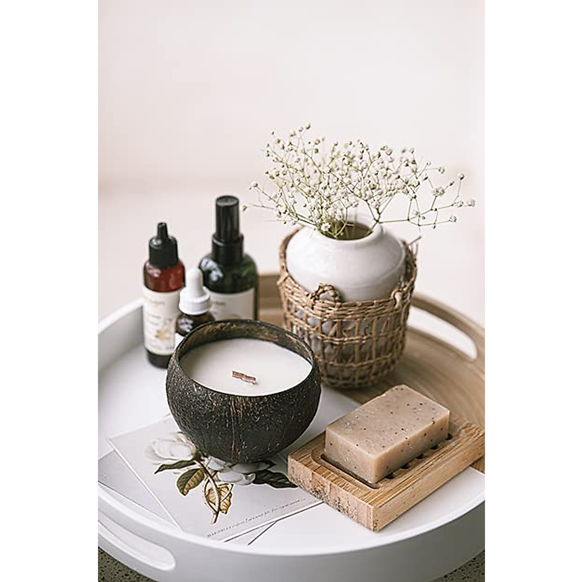 CocoNat, Coconut Bowl Candle for Home Scented Candles, Organic Soy Wax Candle, All Natural Wood Wicked Candle, Aromatherapy Candles, Coco Shell Candle, Eco-Friendly Gift (Coconut)