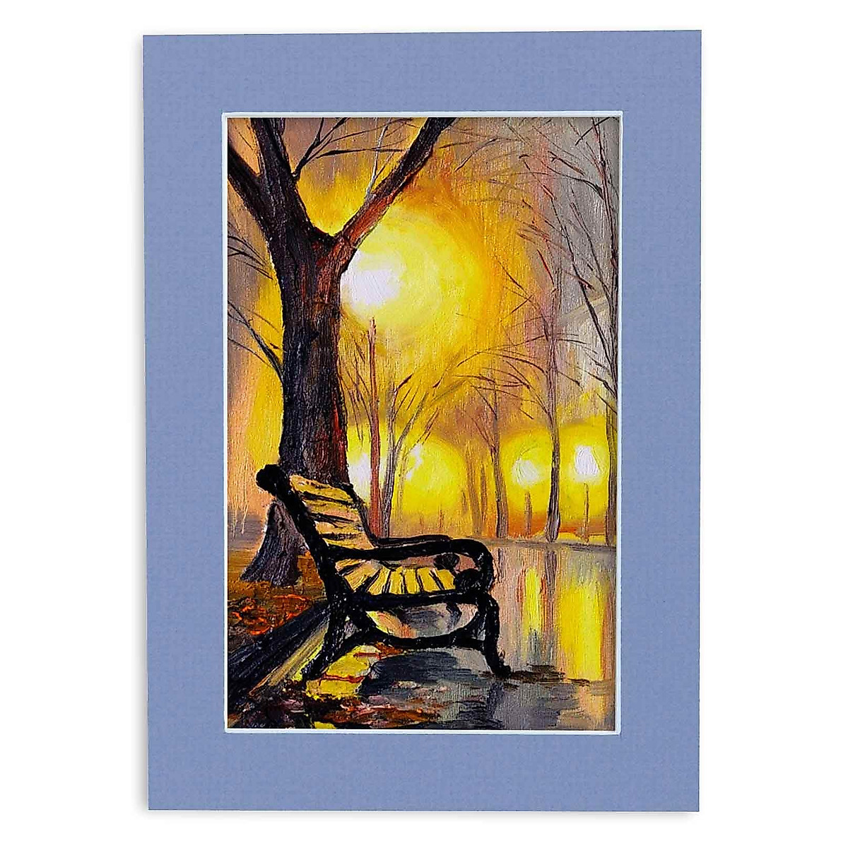 11x14 Mat Bevel Cut for 8.5x11 Photos - Acid Free Brittany Blue Precut Matboard With Backing Board and Crystal Clear, Self Seal Photo Mat Bag - For Pictures, Photos, Framing - 4-ply Thickness