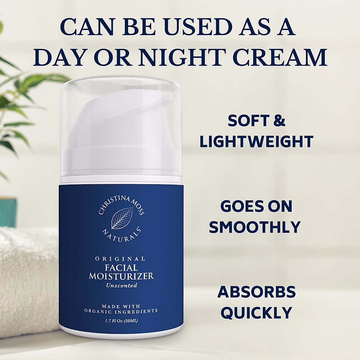 Unscented Facial Moisturizer Cream from Plant Extracts That Truly Moisturizes, Can Help Soothe & Soften, Absorbs Quick, Not Greasy, For ALL Skin Types