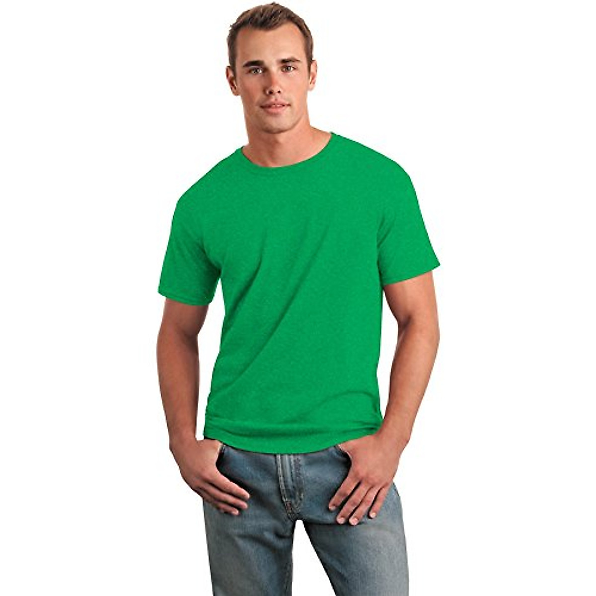 Gildan Adult Softstyle Cotton T-Shirt, Style G64000, Multipack, Heather Irish Green (2-Pack), Medium